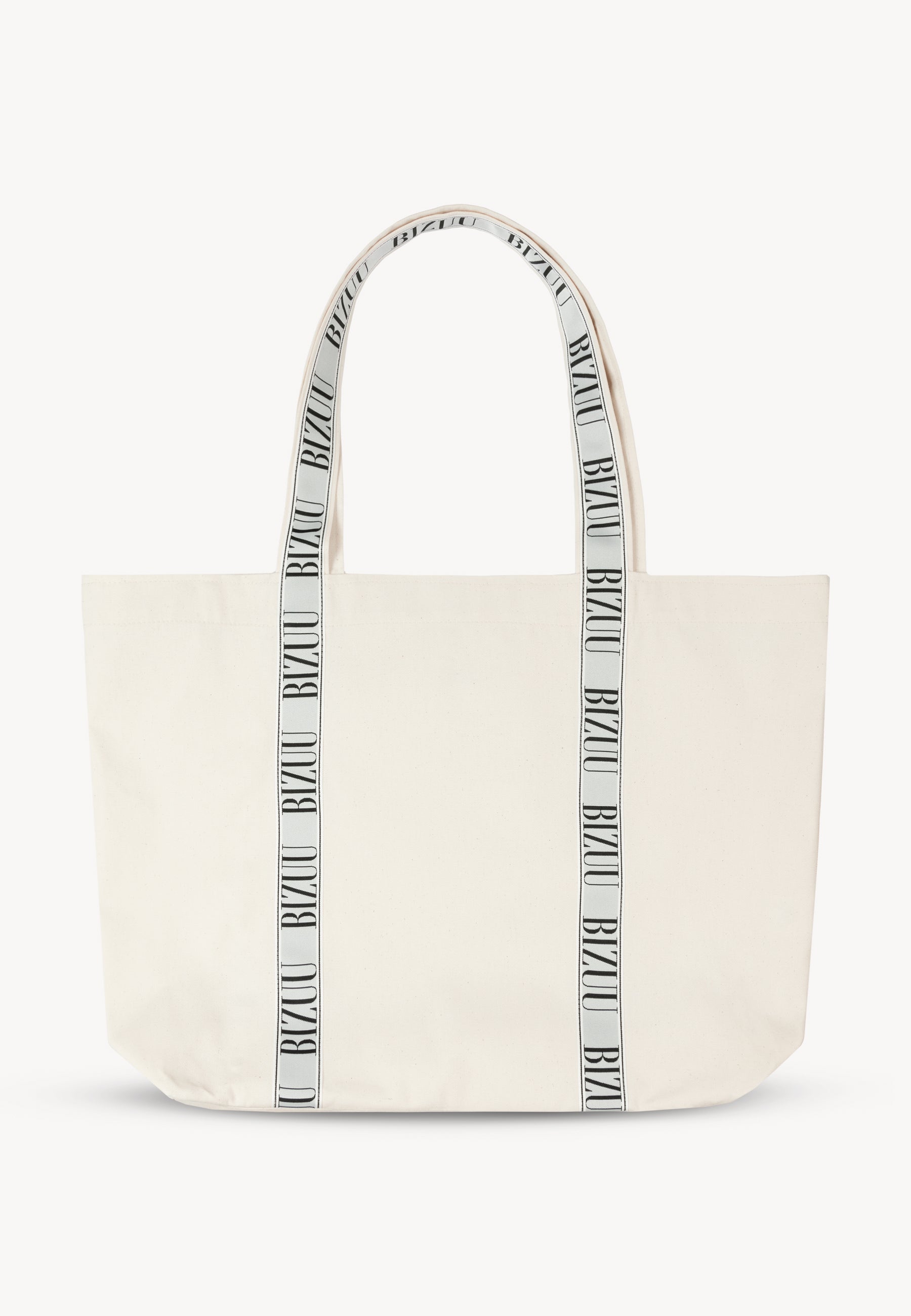 Cotton bag with a logo tape, BAGGO in cream – Bizuu